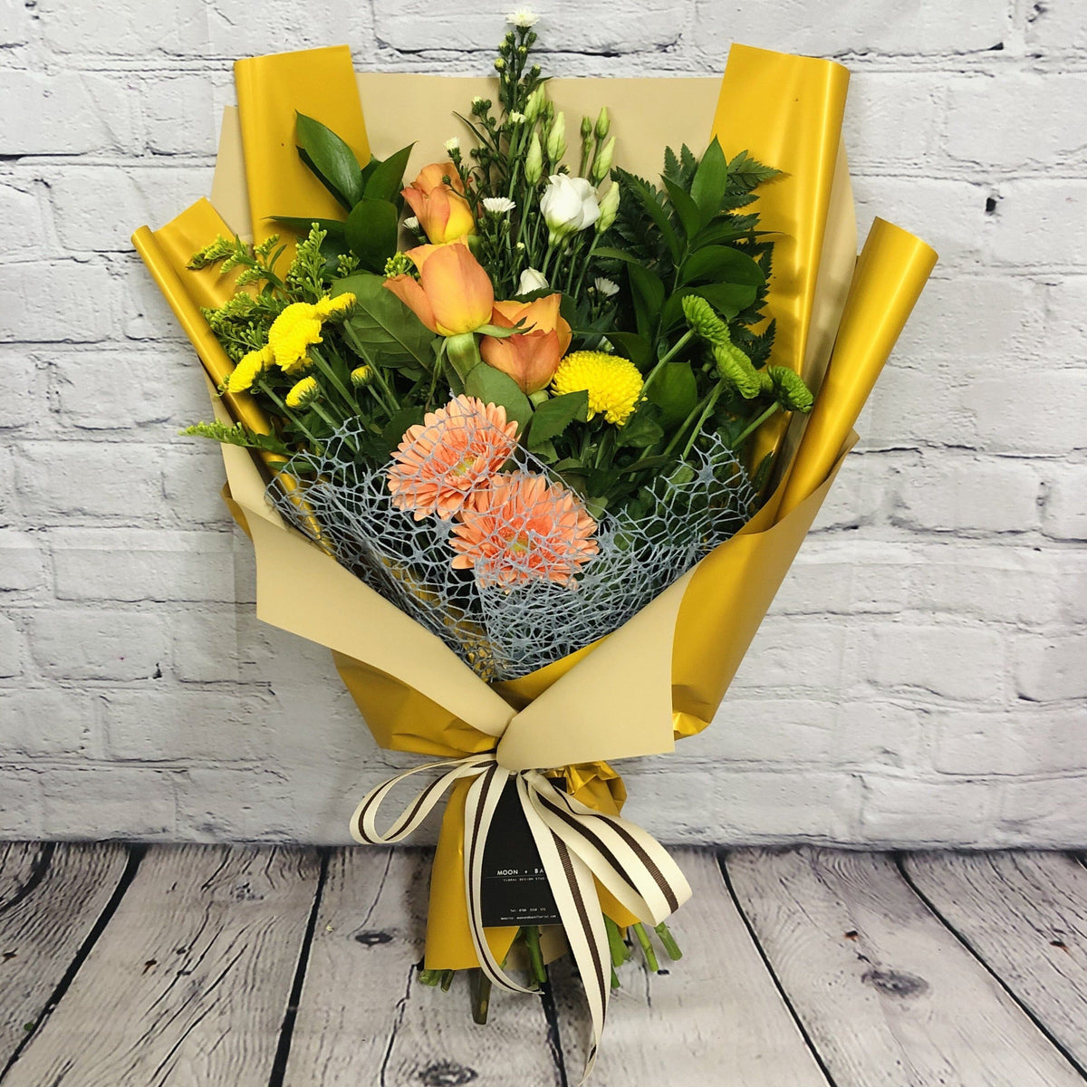 Bright Yellow Hand Tied Bouquet - Hedon Florist - Florist – Moon and ...